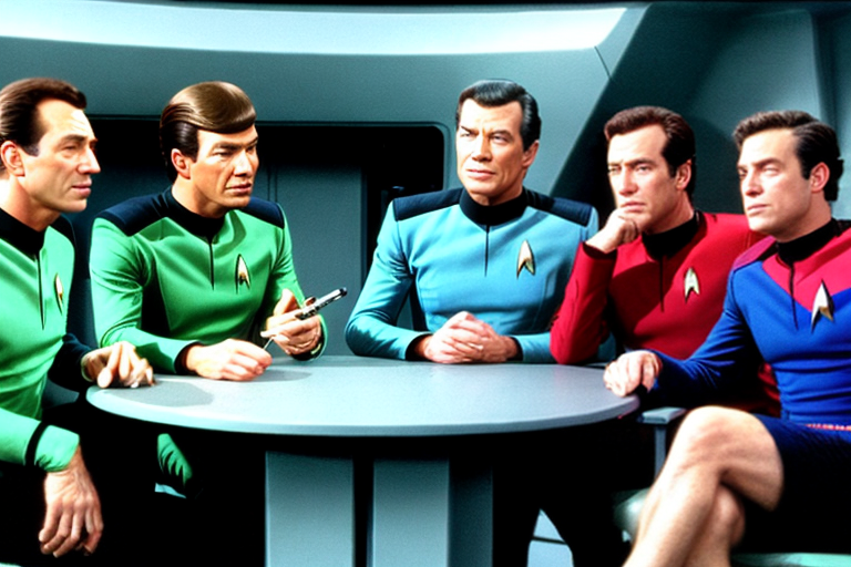 original star trek crew with cigars and beer
