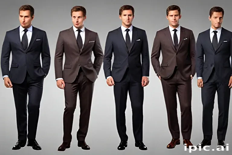 Stylish Men in Tailored Suits Showcasing a Range of Formal Attire