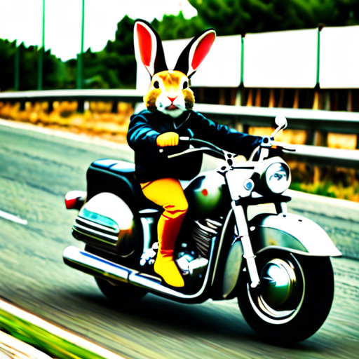 Rabbit riding motorcycle