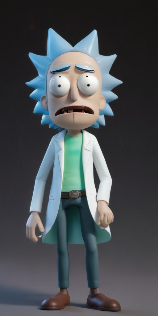 Cartoon Scientist with Spiky Blue Hair and Lab Coat in Shocked Expression