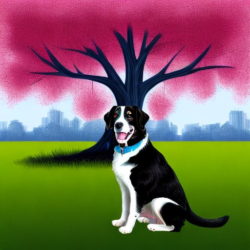 dog next to a tree