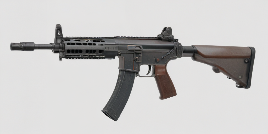 Modern Assault Rifle Displayed Against a Clean White Background