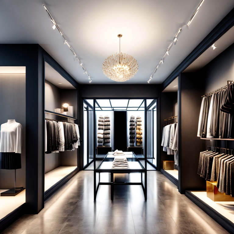 The interior of a modern clothing store. There is beautiful decorative ...