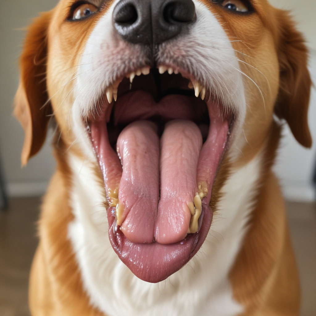 close up of inside view of a dog's gaping maw, drool dripping down ...