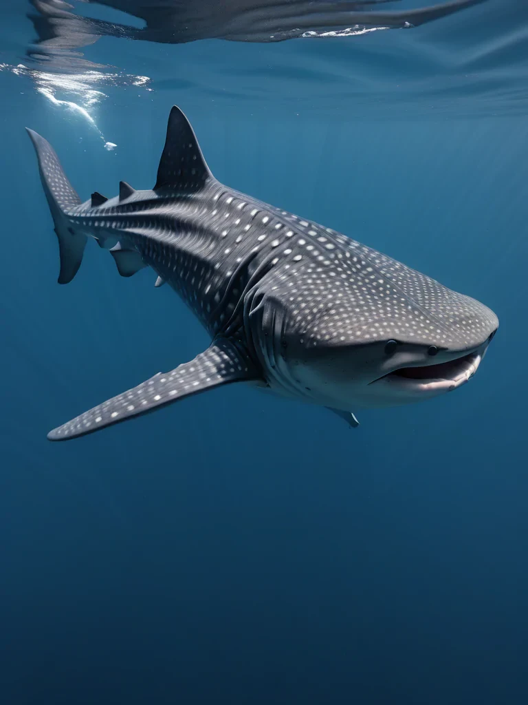 Majestic Whale Shark Swimming Gracefully Beneath the Crystal Clear ...