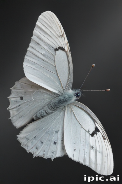 Delicate White Butterfly Captured in Stunning Detail Against Dark ...