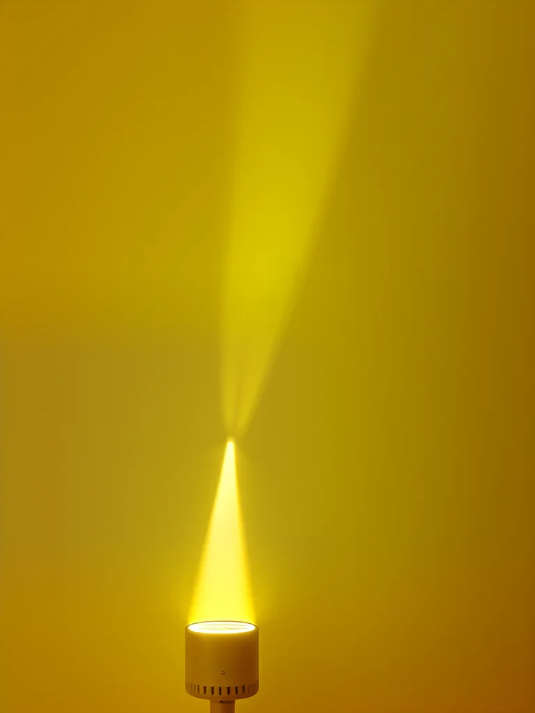 Bright Yellow Light Beam Projecting From A Small White Device Against ...