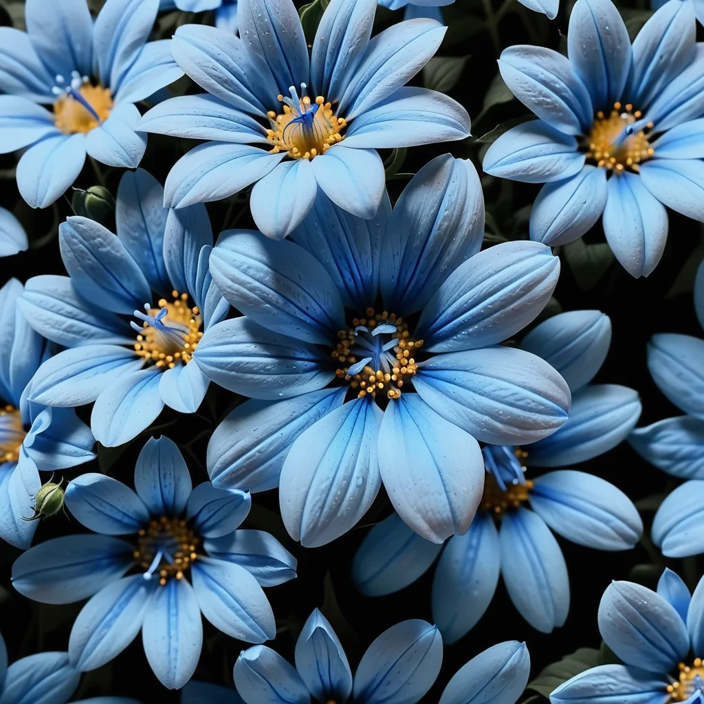 Vibrant Blue Flowers Gracefully Blooming in a Lush Green Background