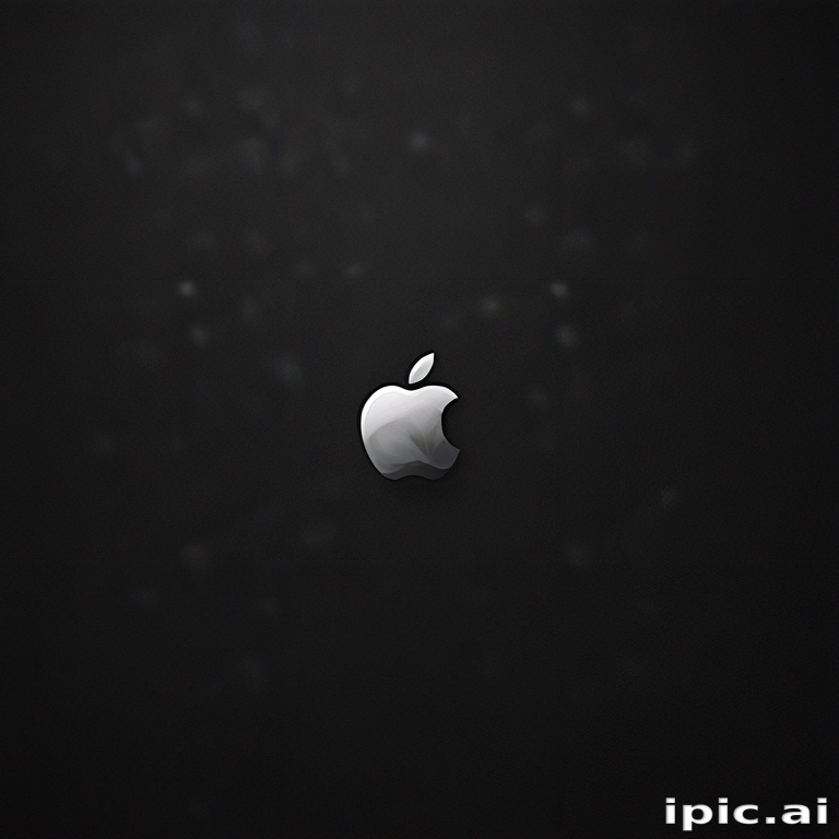 Elegant Black Background Showcasing the Iconic Apple Logo in Silver