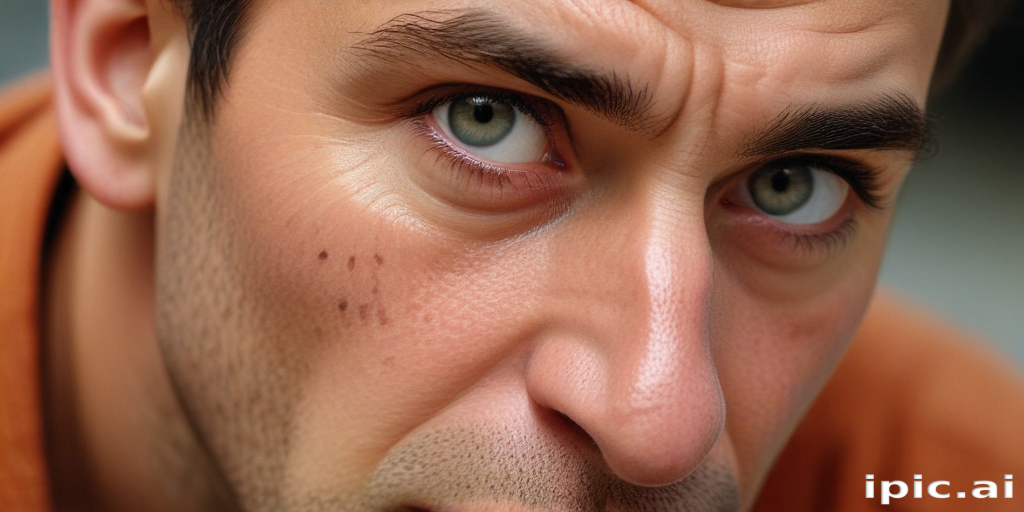 A Close-Up Portrait of a Man with Intense Expression and Unique Features