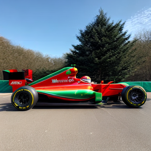 racing formula car on christmas with santa & decorated trees