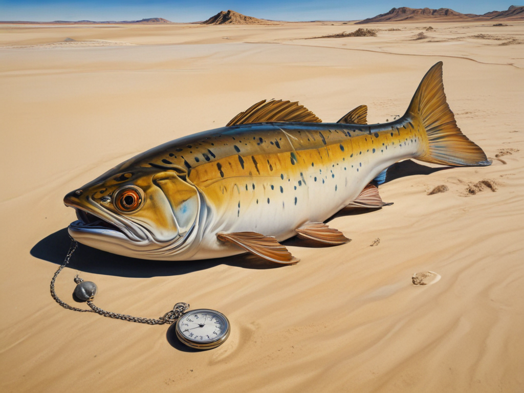 A Salvador Dali surrealist painting with stretched and morphed objects ...