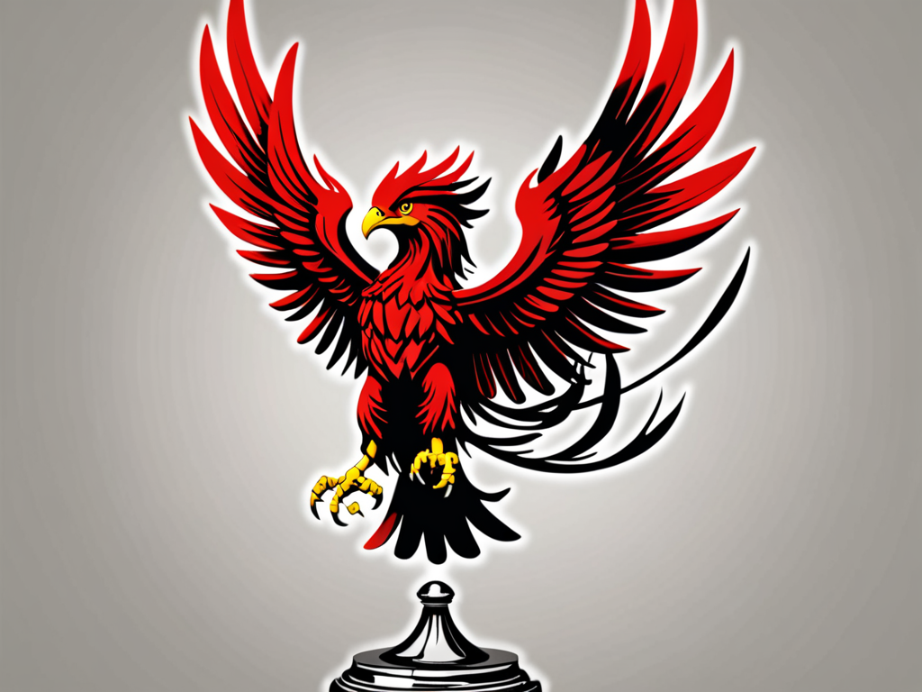 red fenix trophy 2d draw with outh back ground anime style