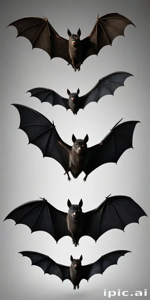 An Artistic Comparison of Various Species of Bats in Flight