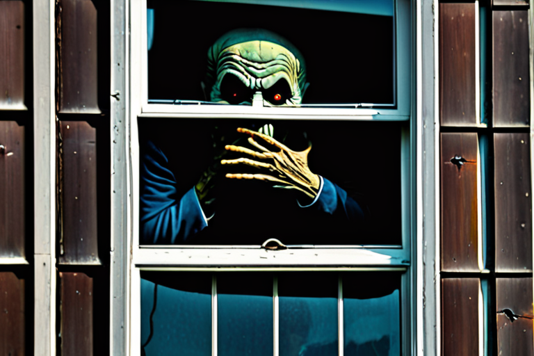 SCARY FIGURE PEEKING IN WINDOW