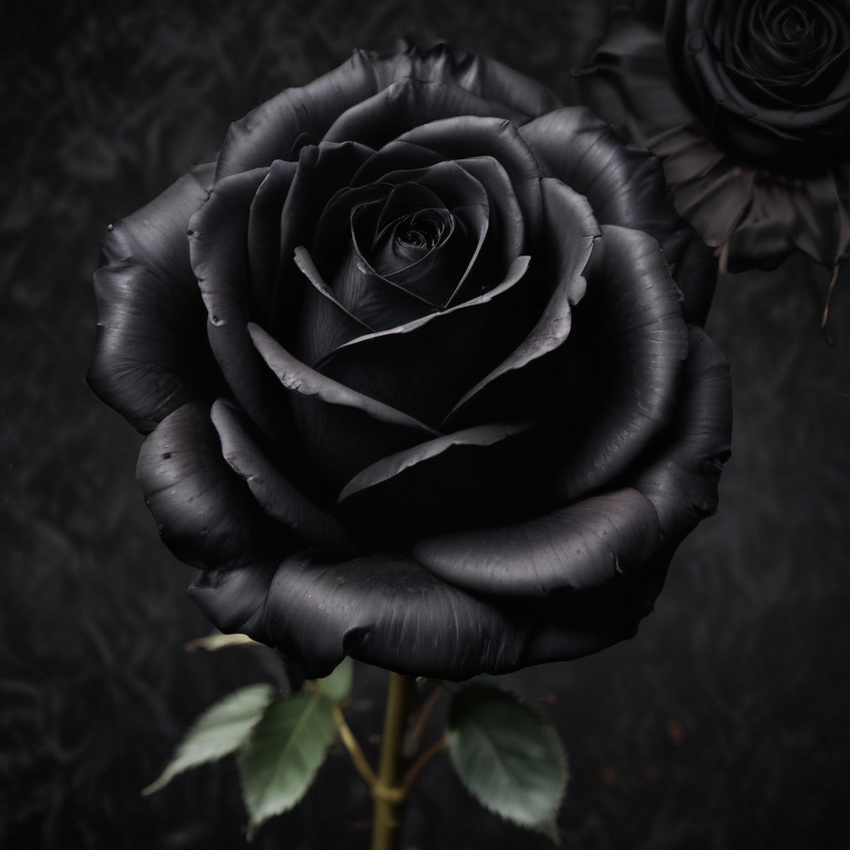 Elegant Black Rose Blooming Against a Dark and Mysterious Background