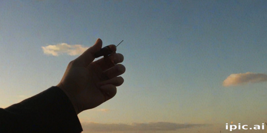 Hand Holding Small Object Against a Beautiful Sky at Sunset