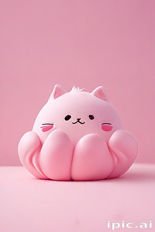 Adorable Pink Cat Toy Nestled in a Soft Pink Background