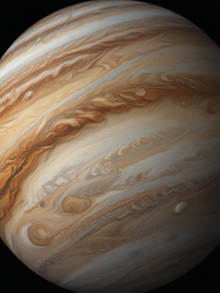 Stunning View of Jupiter's Swirling Atmosphere and Colorful Cloud Patterns