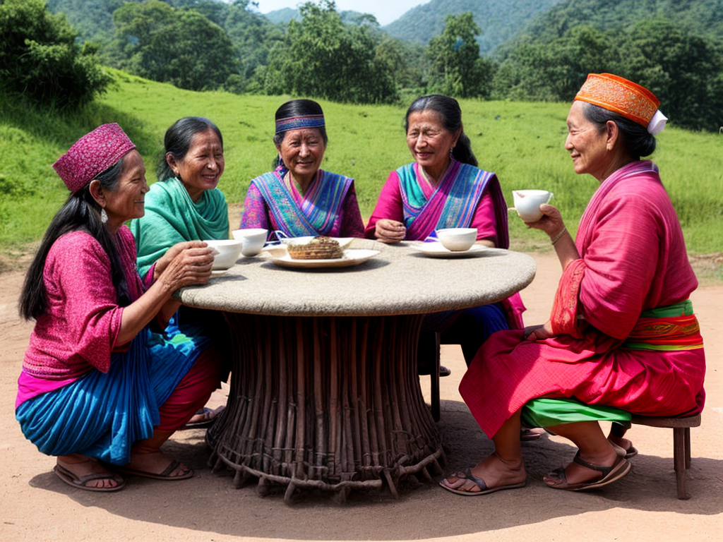 Nepalese people drinking tea