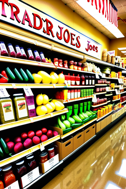 Colorful Aisle of Fresh Produce and Condiments at Trader Joe's Store