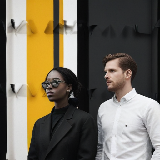 flat graphic corporate memphis art style of two people with a buidling ...