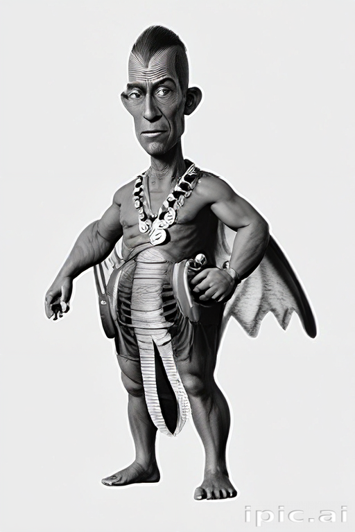 Stylized Character with Unique Features and Cultural Accessories in ...