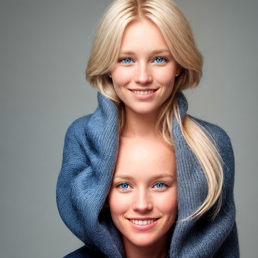 shy smiling Scandinavian female with blonde hair blue eyes full face ...