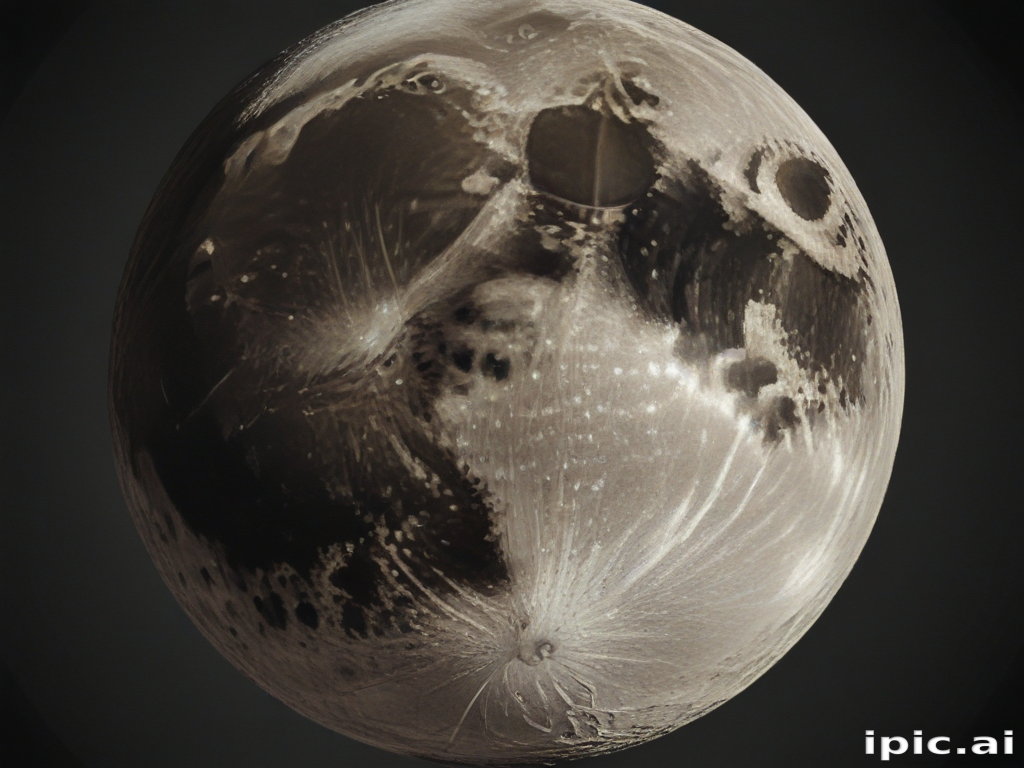An Artistic Representation of the Moon with Intricate Textures and Patterns