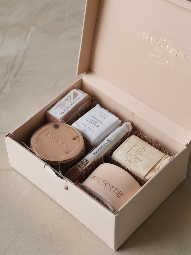 Elegant Gift Box Featuring Assorted Luxury Soaps and Skincare Products