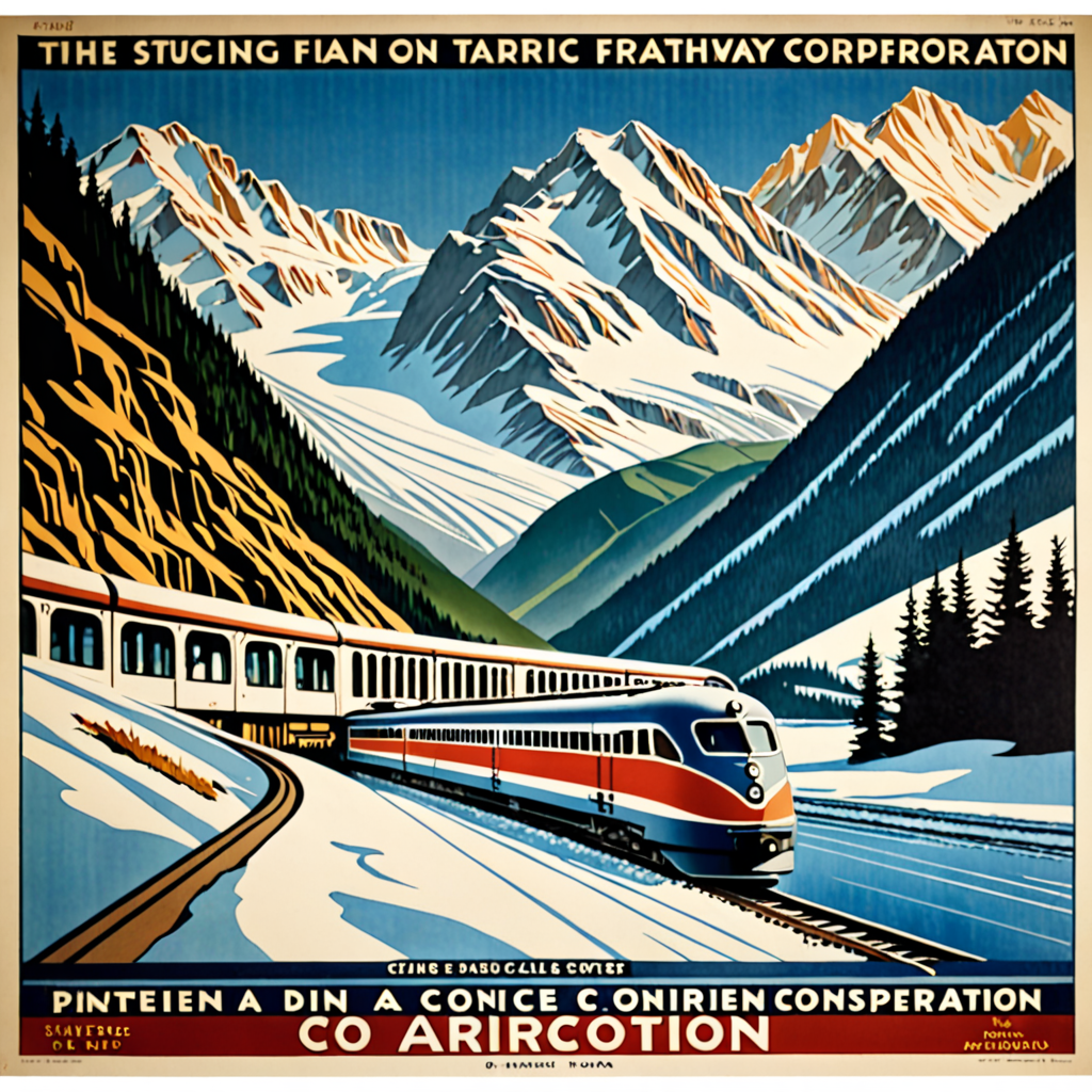 art deco streamline railway corporation poster DB ICE train with ...