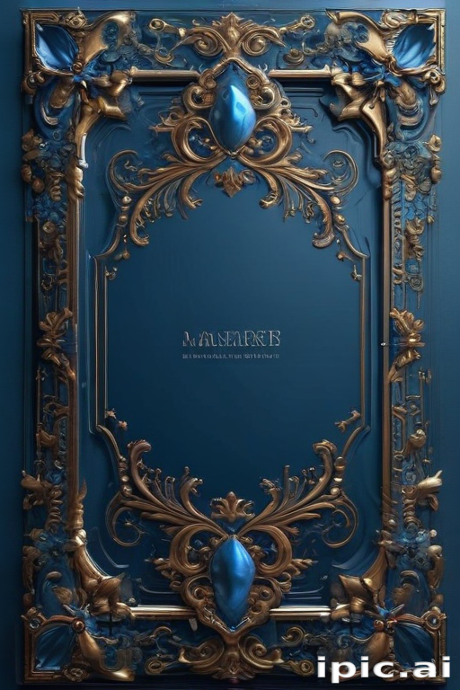 Intricately Designed Decorative Frame with Elegant Blue Gemstone Accents