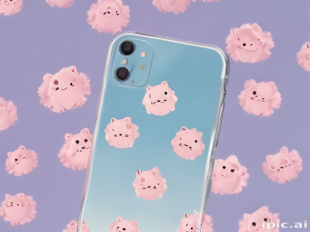 Playful Pink Puffs: Adorable Phone Case Design with Cute Characters