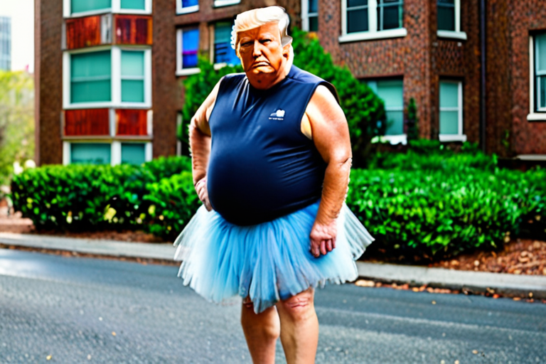 Fat Donald Trump stuffed into a tutu