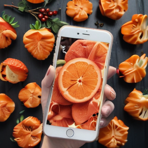 Creative Display of Vibrant Orange Fruits Captured Through a Smartphone ...