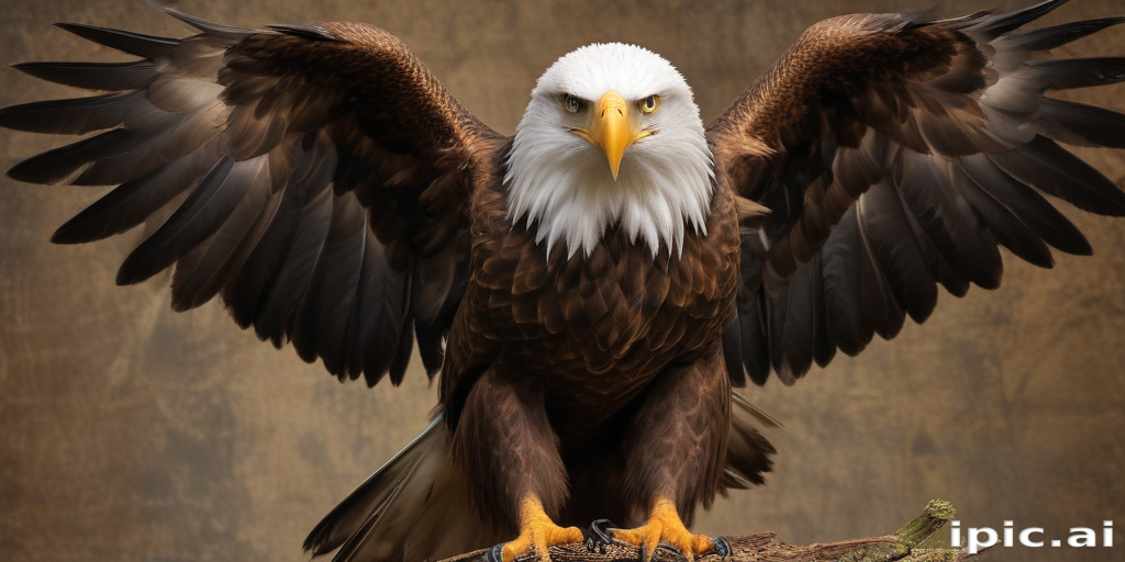 Majestic Bald Eagle Spreading Its Wings with Intensity and Power.