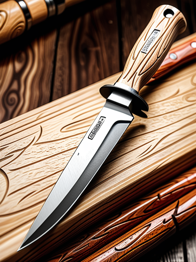 Exquisite Handcrafted Knife with Elegant Wood Handle and Detailed Blade