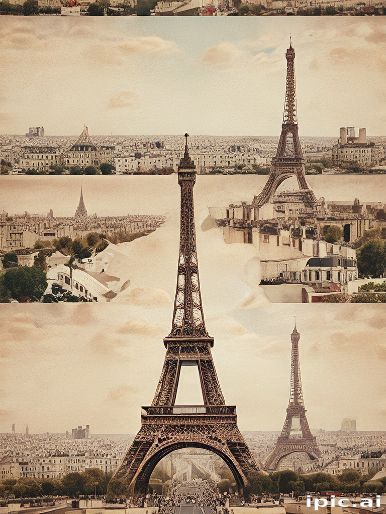 A Beautiful Collage Showcasing the Iconic Eiffel Tower in Paris