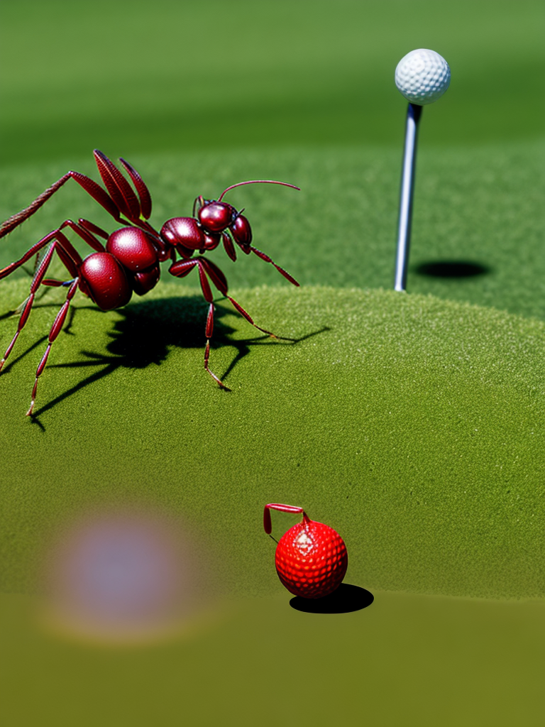 inverted fire ant playing golf
