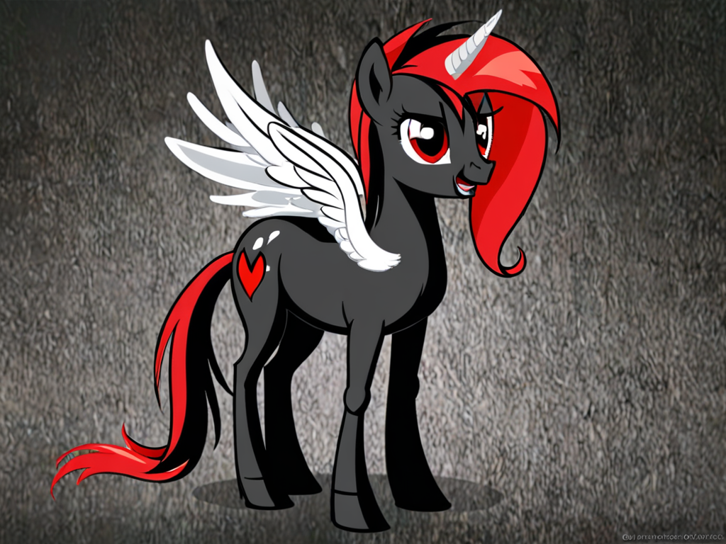 mlp g4 pony mare dark alicorn white markings on face red eyes red and ...
