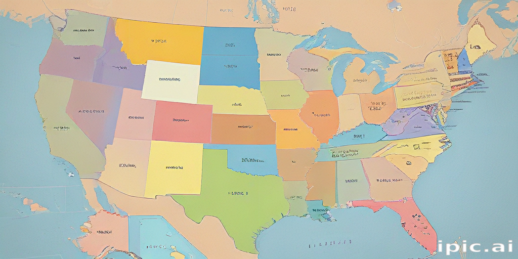 Colorful Map of the United States Highlighting Different Regions and States