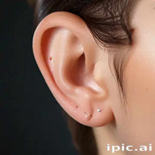 Close-Up View of an Elegant Ear with Multiple Subtle Earrings