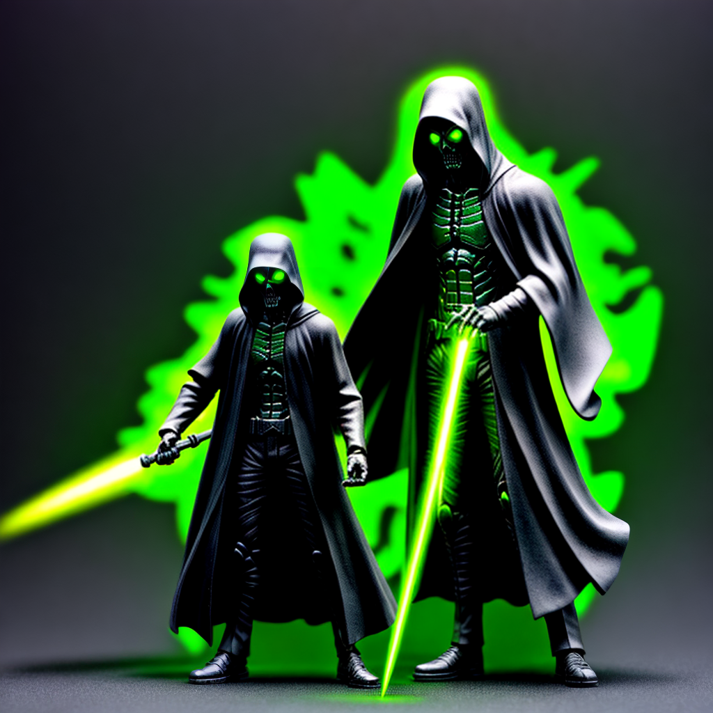 single figure of the grim reaper with green glowing eyes