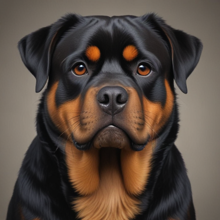 Majestic Rottweiler Portrait: A Close-Up of Strength and Loyalty