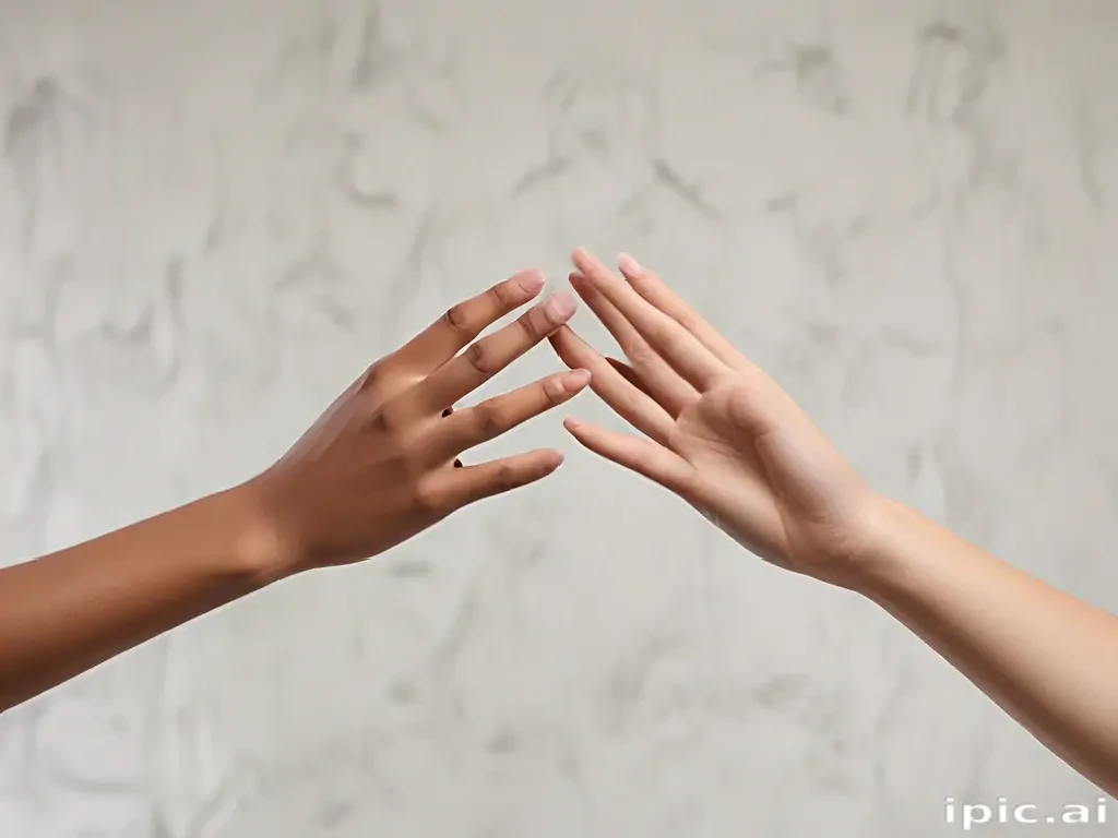 Two Hands Reaching Out to Each Other in Unity and Connection