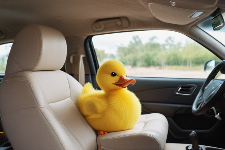 Yellow Duck driving inside the interior of a car