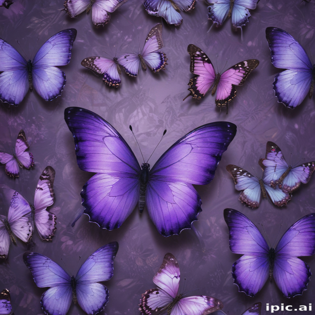 Beautiful Collection of Purple Butterflies Against a Soft Purple Background