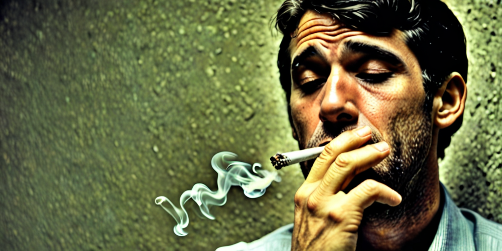 Sad man smoking