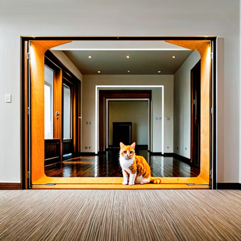 cat opening portals inside a living room