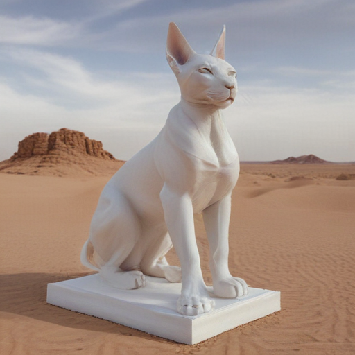 sphynx statue in the desert from an isometric angle